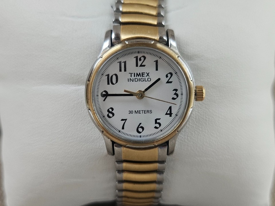 Timex Indiglo Ladies Wristwatch Quartz Analog Gold/silver Dual Tone ...