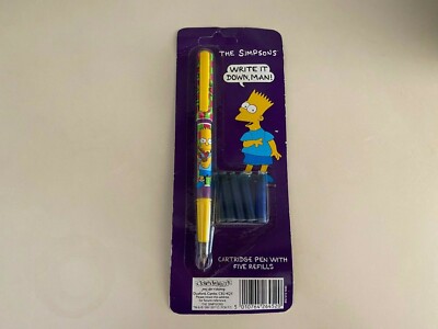 The Simpsons Cartridge Pen With Five Refills COPYWRITE 1991 New Sealed ...