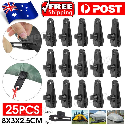 25PCS Awning Tarp Tent Clips Canvas Clamps Heavy Camping Survival Grip ...