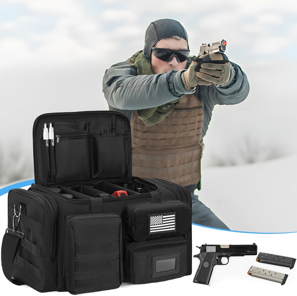 Tactical Pistol Range Bag, Gun Range Bag for 4 Handguns, Shooting ...
