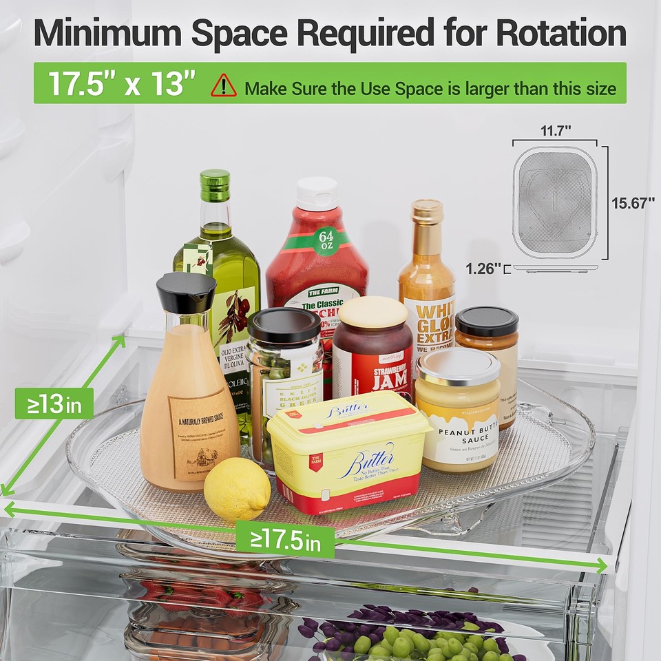 Lazy Susan Turntable Organizer for Refrigerator Rectangle Lazy Susan ...