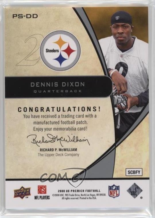 2008 UD Premier Stitchings College Logo Silver 6/30 Dennis Dixon Rookie ...