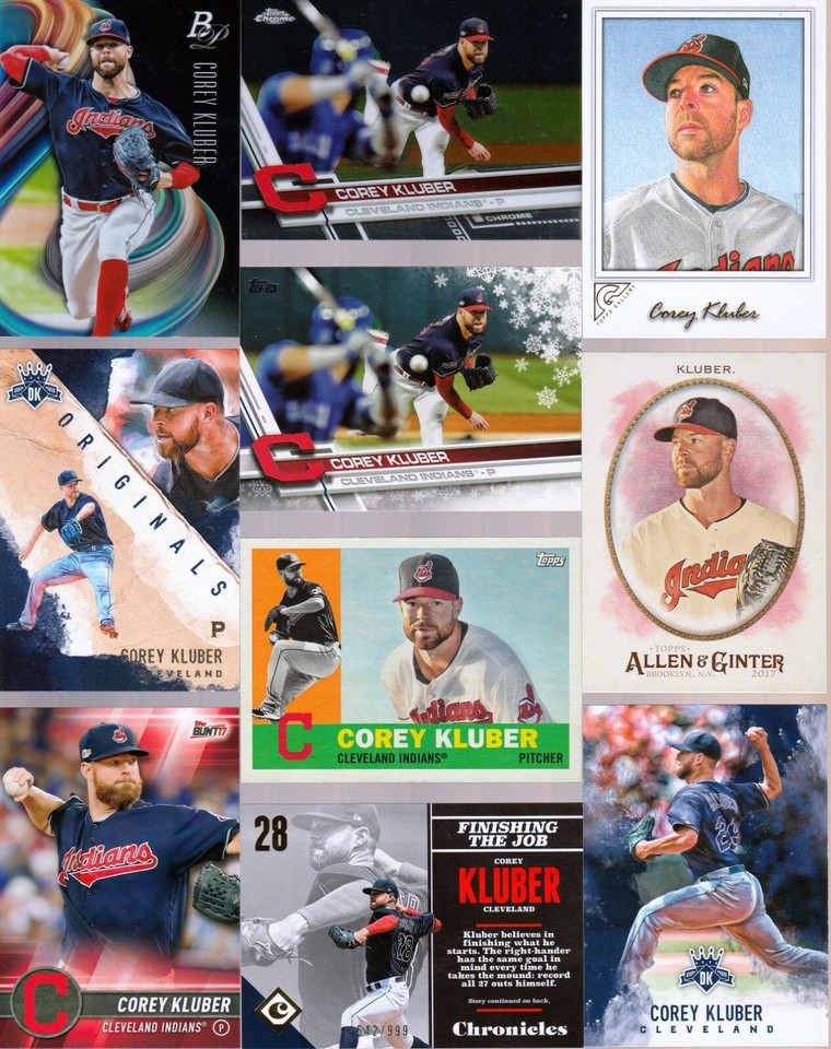 ⚾ Huge 90 + different COREY KLUBER cards lot 2007 - 2021 Indians ...