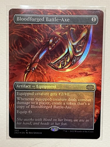 MTG Bloodforged Battle-Axe - Foil - Borderless, NM-Mint, Double Masters ...