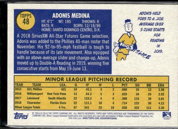 2019 Topps Heritage Minor League #48 Adonis Medina | eBay