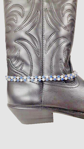 Cowboy Boot Chains Blue and Clear Austrian Crystals Western Line Dance ...