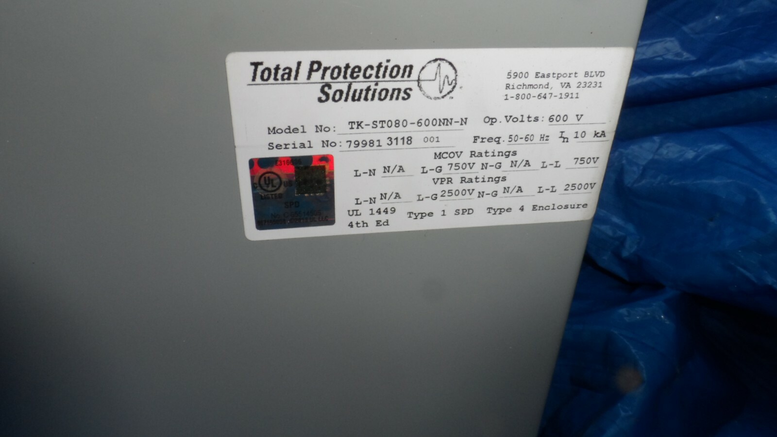 TPS SURGE PROTECTION Total Protection Solutions TK-ST080-600NN-N*NEW IN ...