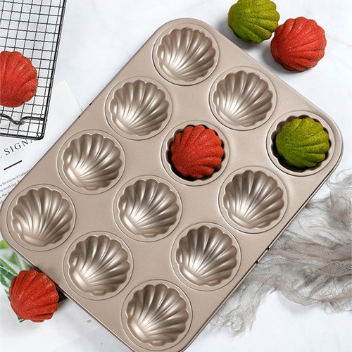 Madeleine Mold Cake Pan 12-Cavity Non-Stick Spherical Shell Madeline ...