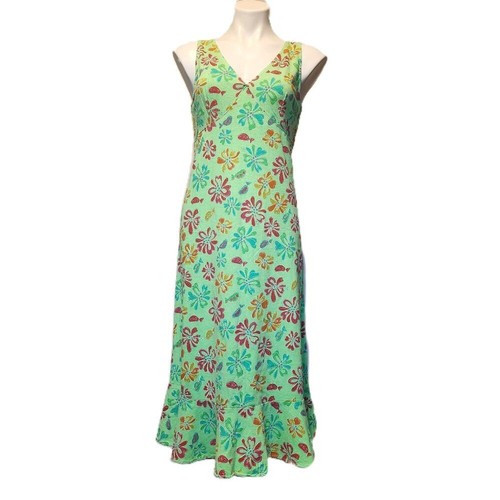 Fresh Produce dress Women's small green floral print 100% cotton ...