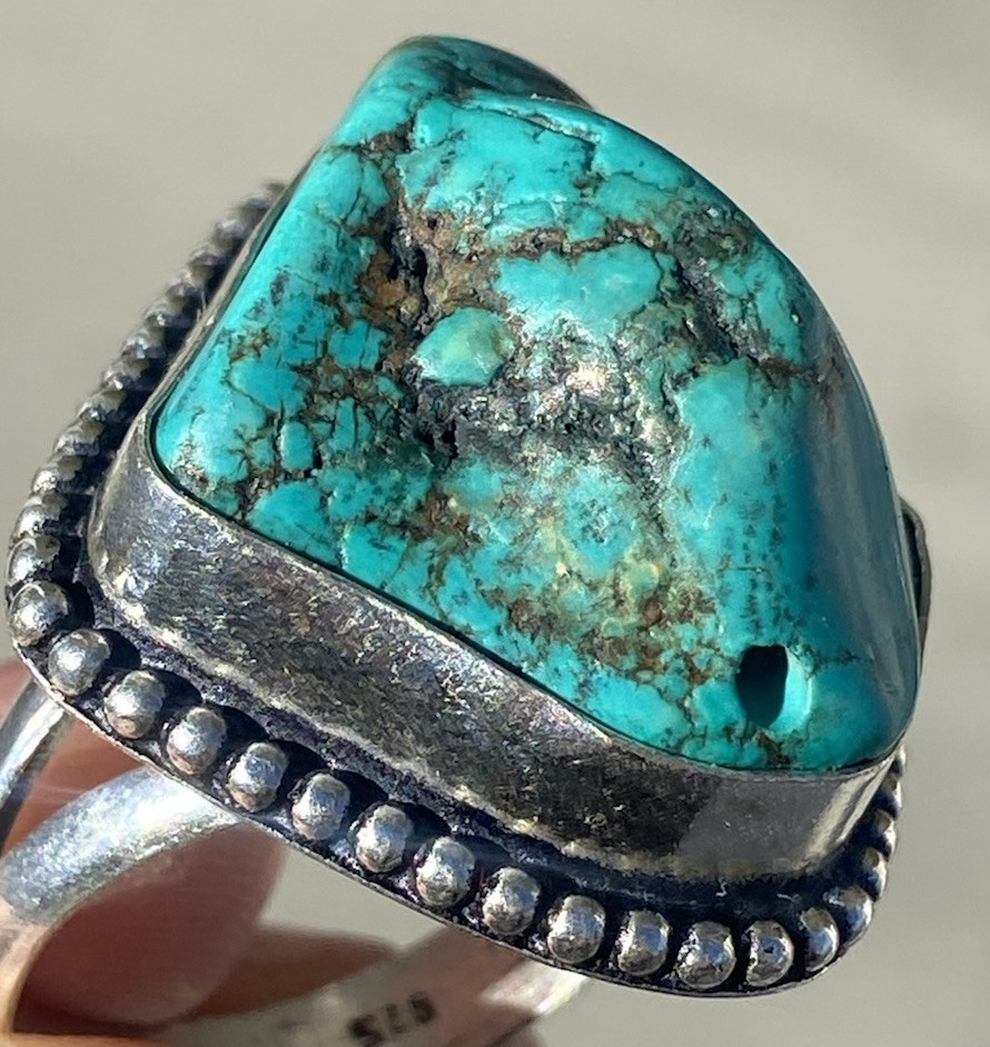 Vintage Native American Turquoise Silver Ring 925 Sterling Ring Bisbee ...