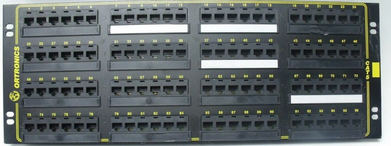 Ortronics 96-Port CAT 5e Patch Panel OR-851004836 RJ-45 4U 19" Rack ...