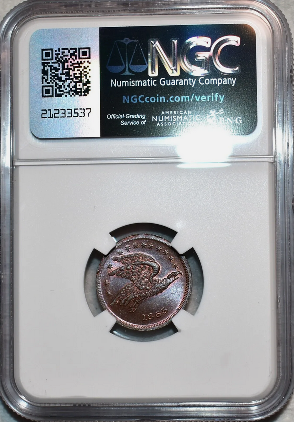 :1863 WRIGHT/FLYING EAGLE CINCINNATI OH F-165GR-1a NGC MS65BN CIVIL WAR ...