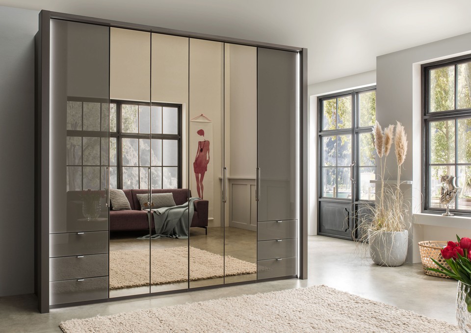 LUXURY GERMAN WARDROBE BEDROOM FITTED FREE WHITE GREY GRAPHITE GLASS ...