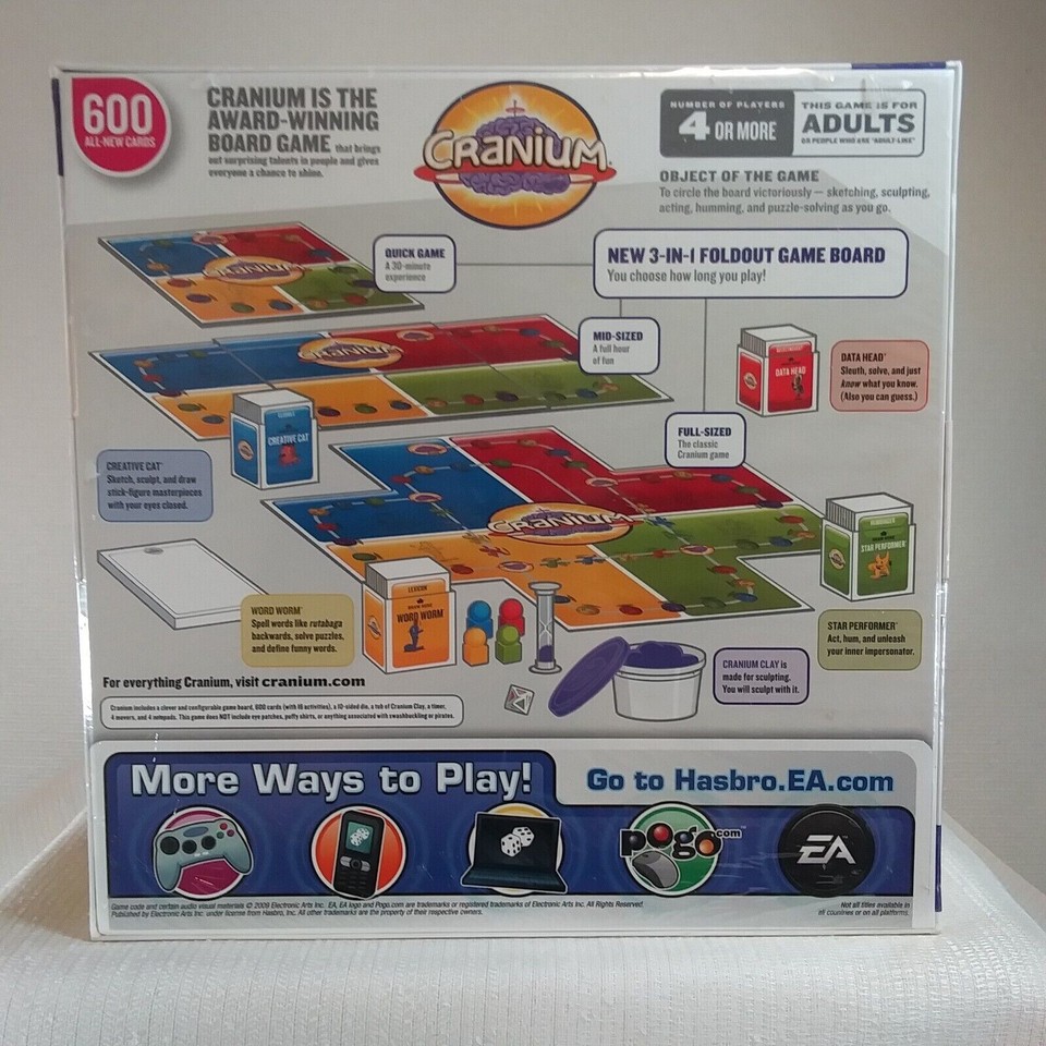 Cranium 3 In 1 Board Game Adult 4+ Players 600 New Cards NEW! FACTORY ...