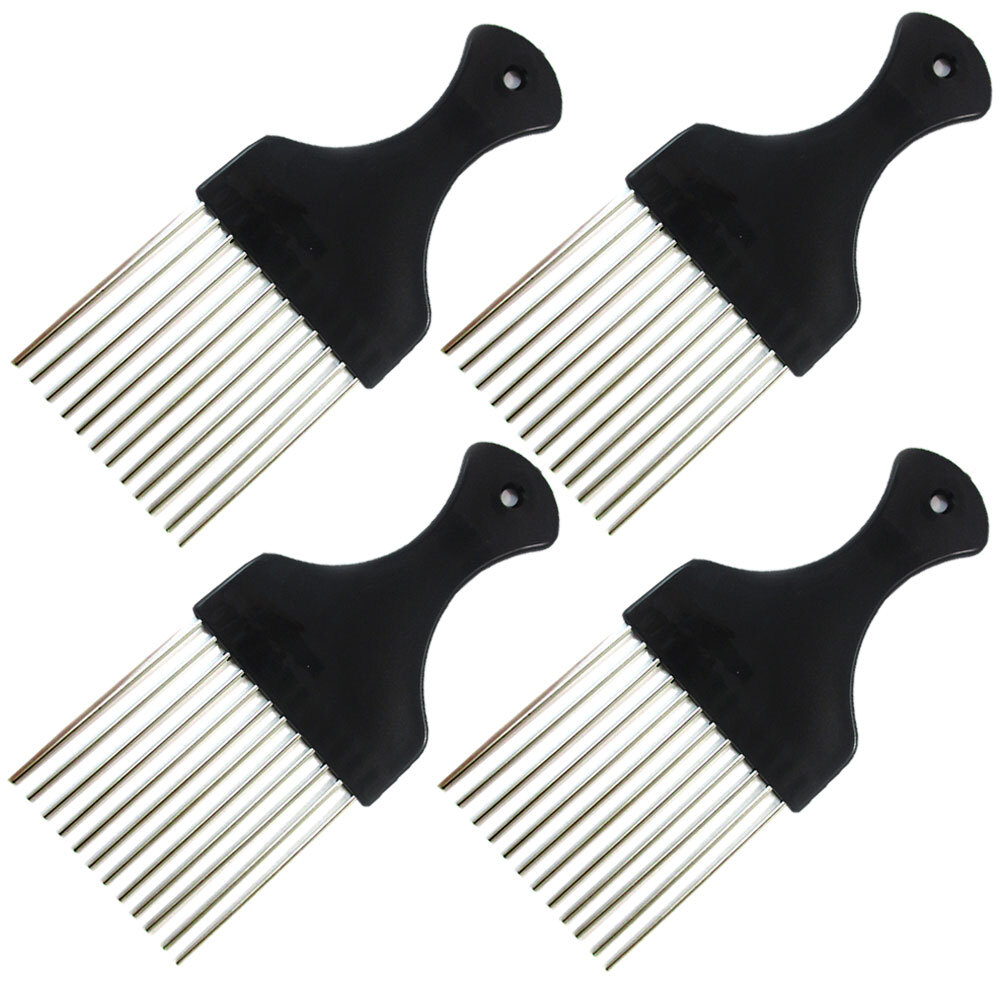 4 Packs Afro Comb Metal Pick Braid Hairdressing Detangle Wig Hair ...