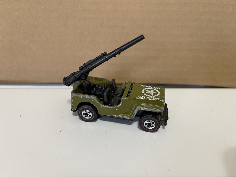 Hot Wheels Vintage 1970 Redline Army Jeep + Gun Rare Olive Green As Is ...