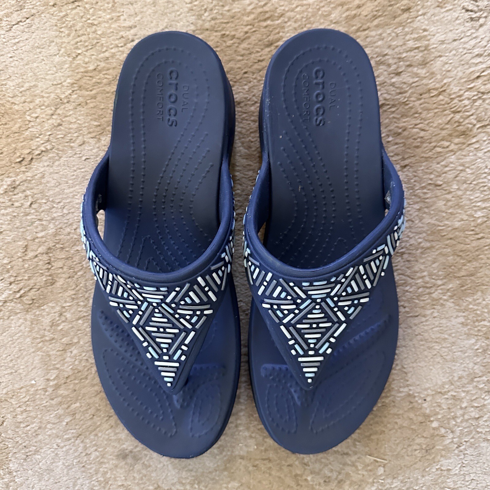 CROCS MONTEREY DIAMANTÉ DUAL COMFORT BLUE FLIP FLOP W… - Gem