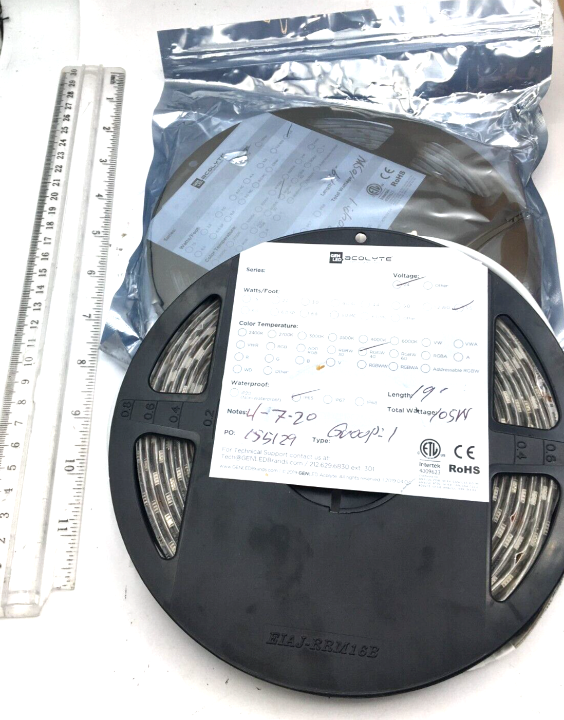 Acolyte LED Tape Light Ribbonlyte 24V 19' 105W RB0RGBWA65-5.5RGB40 for ...