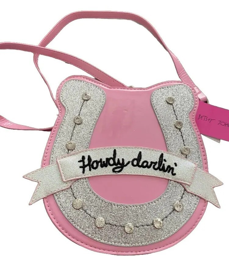 Betsey Johnson KITSCH "HOWDY DARLIN" Horseshoe Crossbody Sparkly Purse ...