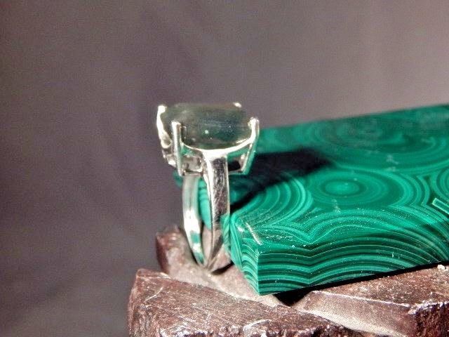 Ladies 12.82 Ct. Emerald Cut Vesuvianite Idocrase Ring Sterling Silver ...