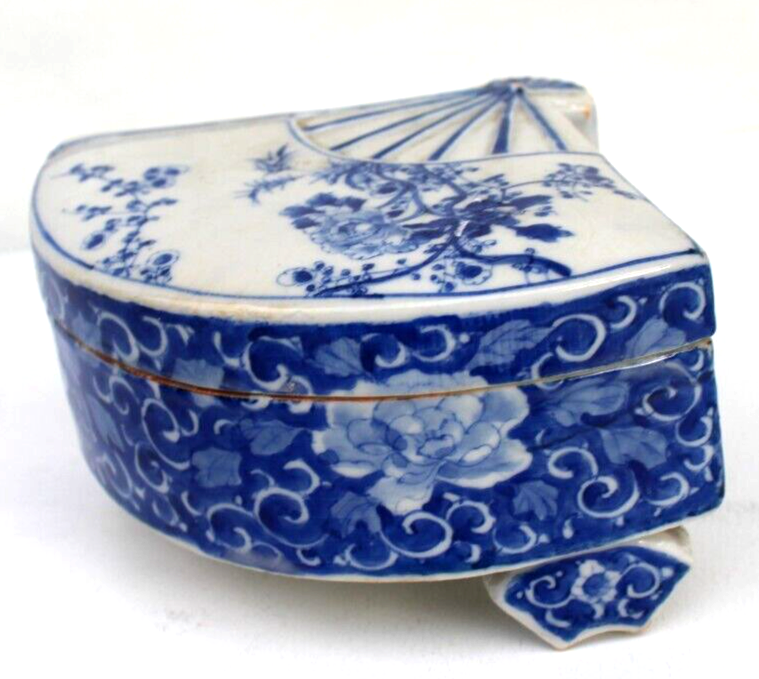 Vintage Antique Porcelain Asian Japanese Asahi Fan Trinket Footed ...