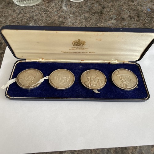 1974 CHURCHILL CENTENARY 45mm HM SILVER 4 MEDAL SET - toye kenning ...