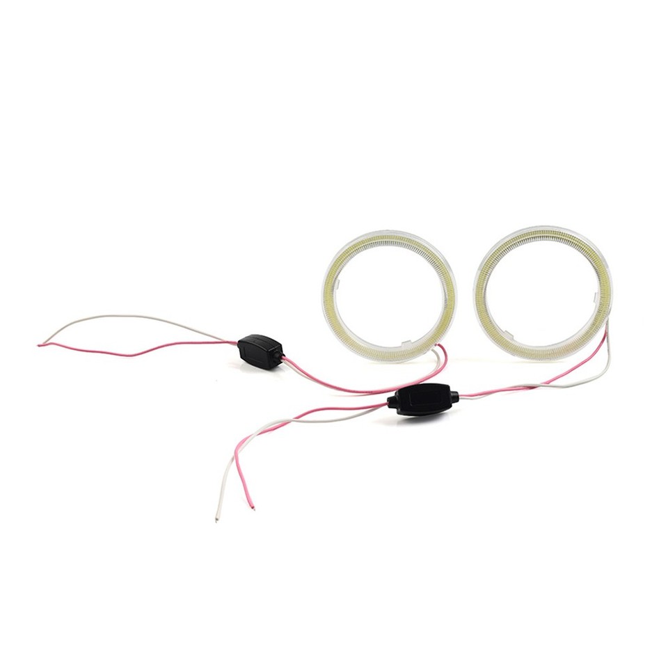 2 Pcs 70mm COB Halo Car LED Angel Eyes Light Ring Headlight DRL DC 12V ...