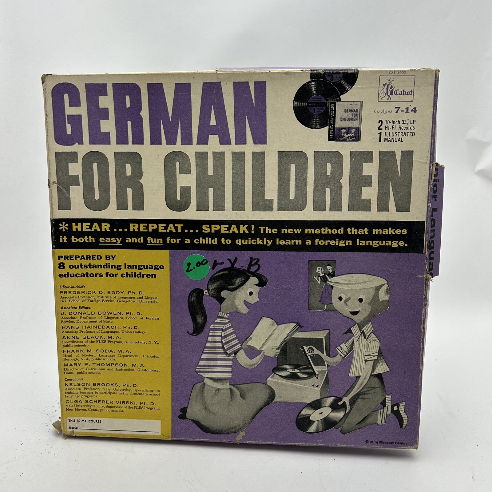 Vintage Cabot Listen and Learn German For Children (1959) Vinyl Only ...