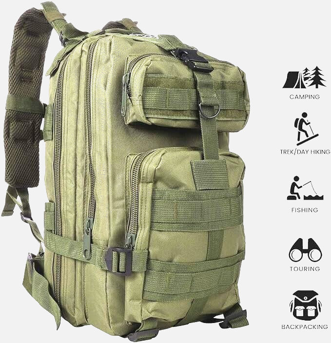 Tactical green assault backpack suitable for hiking, camping and ...