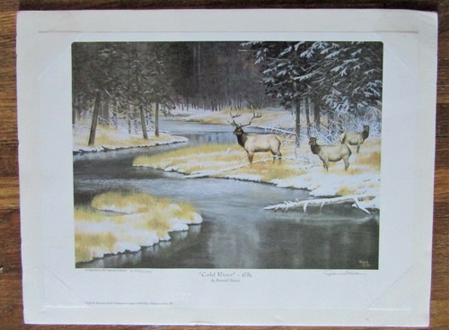 "COLD RIVER" ELK by Darrell Davis LIMITED EDITION PRINT Montana Ducks ...