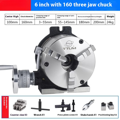 4 Inches Milling Indexing Head Rotary Table Three-jaw Chuck Universal ...