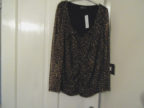 Papaya Curve Size 20 Two Tone Brown Animal Print Long Sleeve Top. New ...