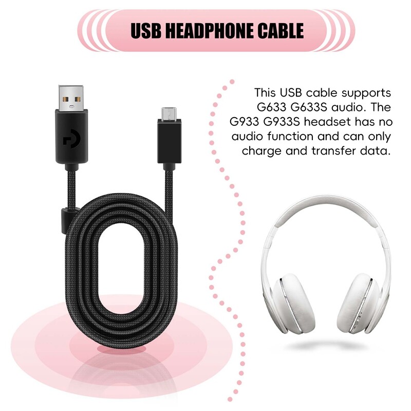 2M USB Headphone Cable Audio Cable for G633 G633S Headset U4E48698 ...