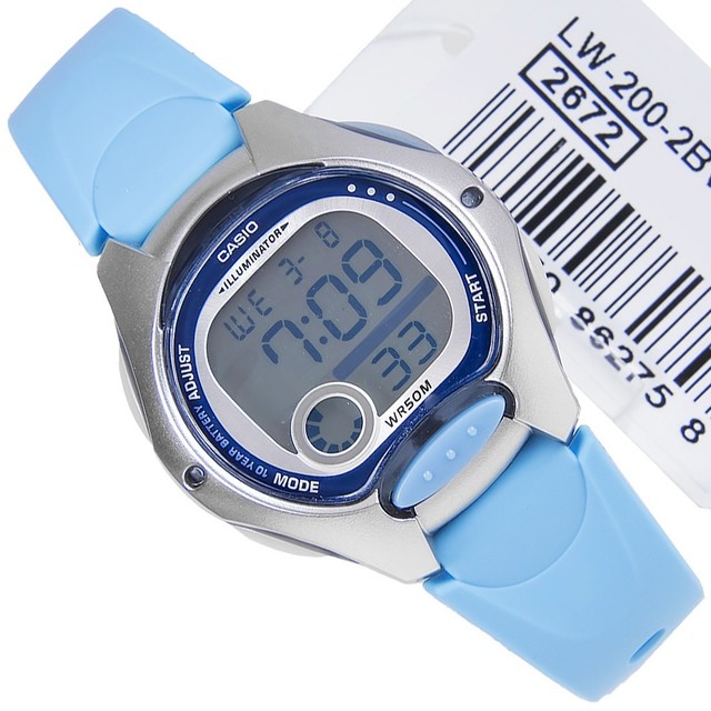 Lw-200-2b Lw200 Casio Illuminator Quartz Wr50m Digital Light Blue ...