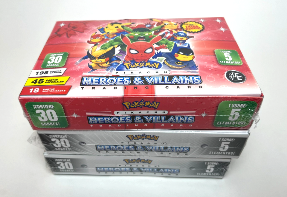 3 BOXES POKEMON PIKACHU COSPLAY HEROES & VILLAINS - (90 Sealed Packs ...