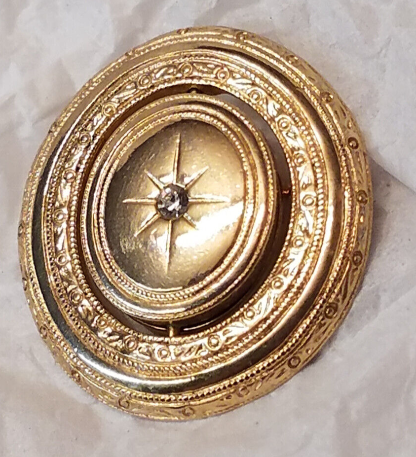 Vintage Gold Toned Double-Sided Swivel Photo Locket Brooch Pin Avon 1. ...