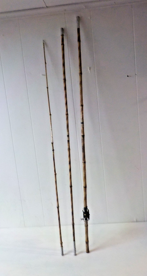 Vintage.Bamboo Cane Fishing Rod 3 Piece 12 FT. Long With Antique Fly ...