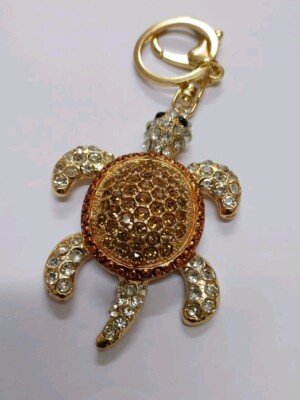 Brown Turtle Rhinestone Diamante Bag Charm Handbag Keychain Bling Gift ...