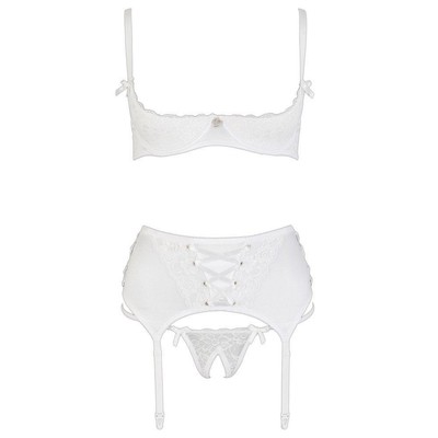 Ensemble push up soutien gorge porte Jarretelles et string blanc 95B ...