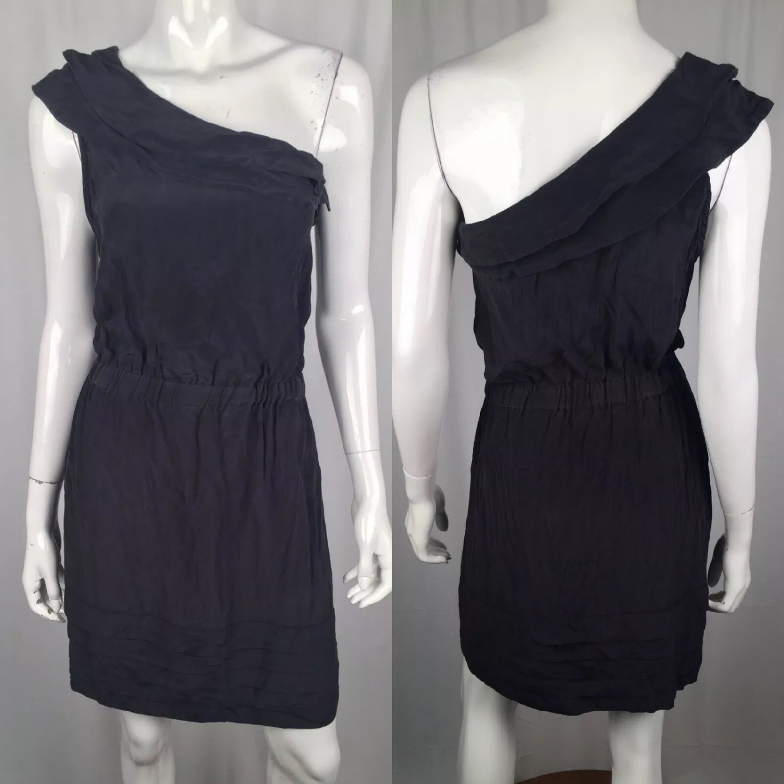 $138 Anthropologie Postella Womens Black Stretch One Shoulder Sheath ...