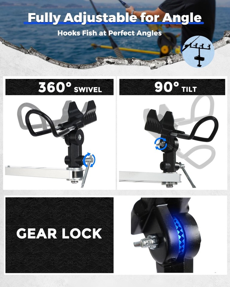 Spider Rig Rod Holders for Boat Aluminum Crappie Fishing Pole Holder ...