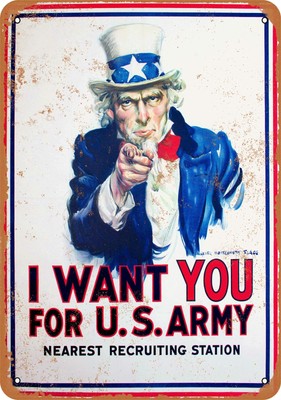 Metal Sign - I Want You for U.S. Army Uncle Sam - Vintage Look ...
