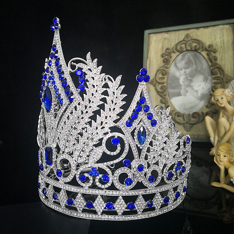 19.5cm Tall Crystal Huge Tiara Crown Wedding Bridal Queen Princess For ...