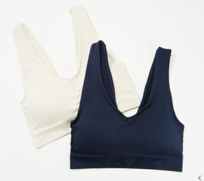 AnyBody Seamless Geo Texture Bra Set of Two-Navy/Cream-Medium-NEW ...
