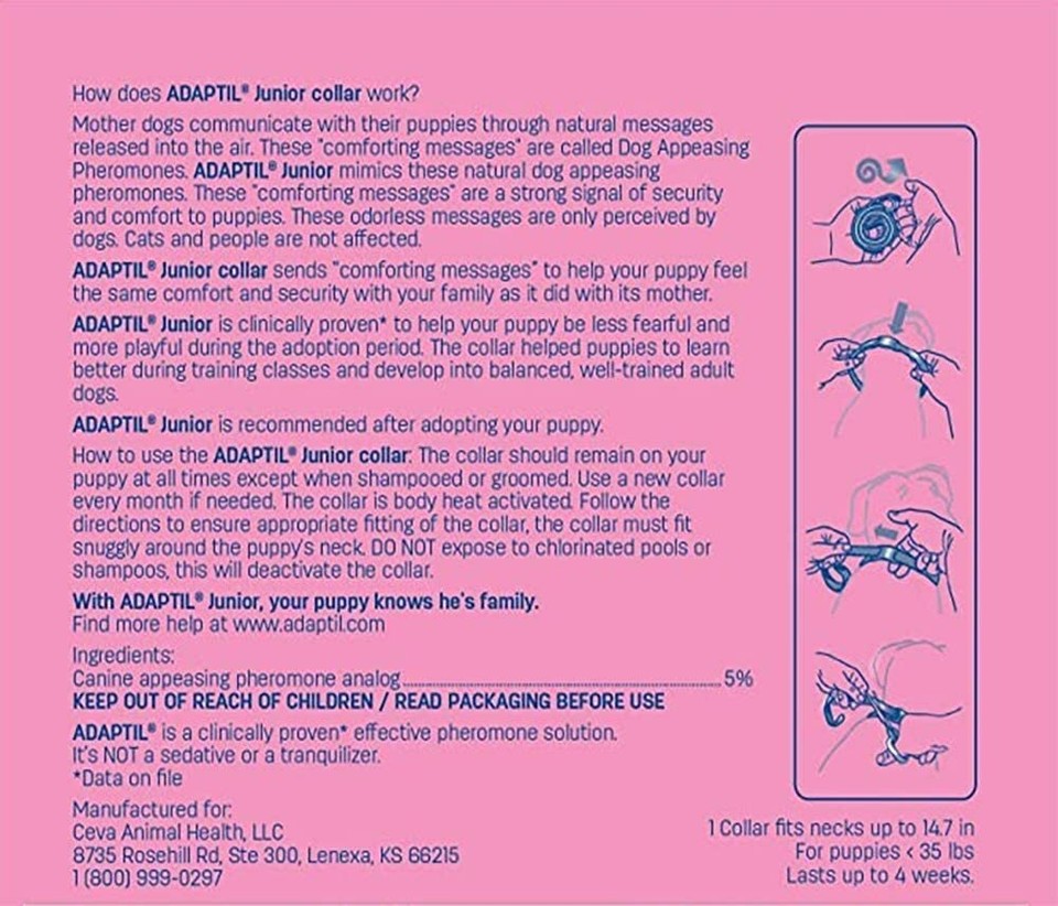 ADAPTIL (DAP) Dog Appeasing Pheromone Collar Storm Anxiety Stress ...