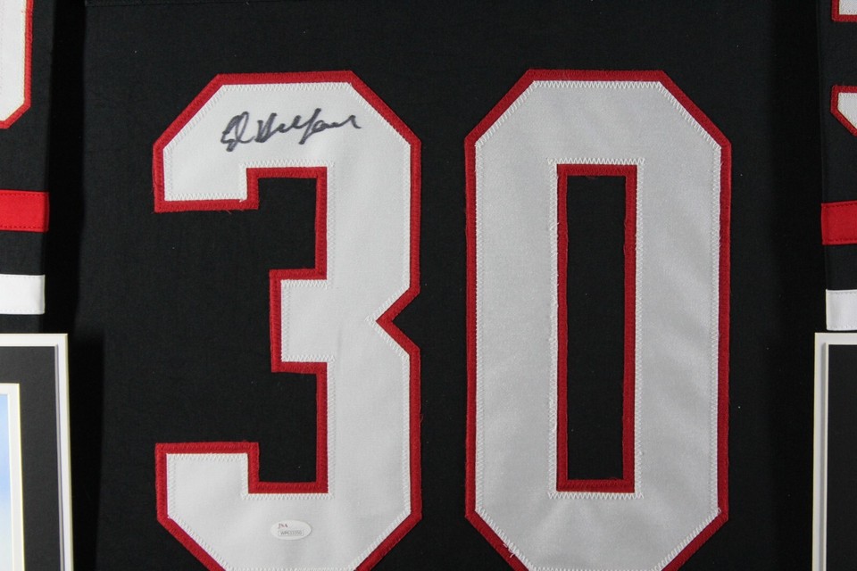 ED BELFOUR (Blackhawks black SKYLINE) Signed Autographed Framed Jersey ...