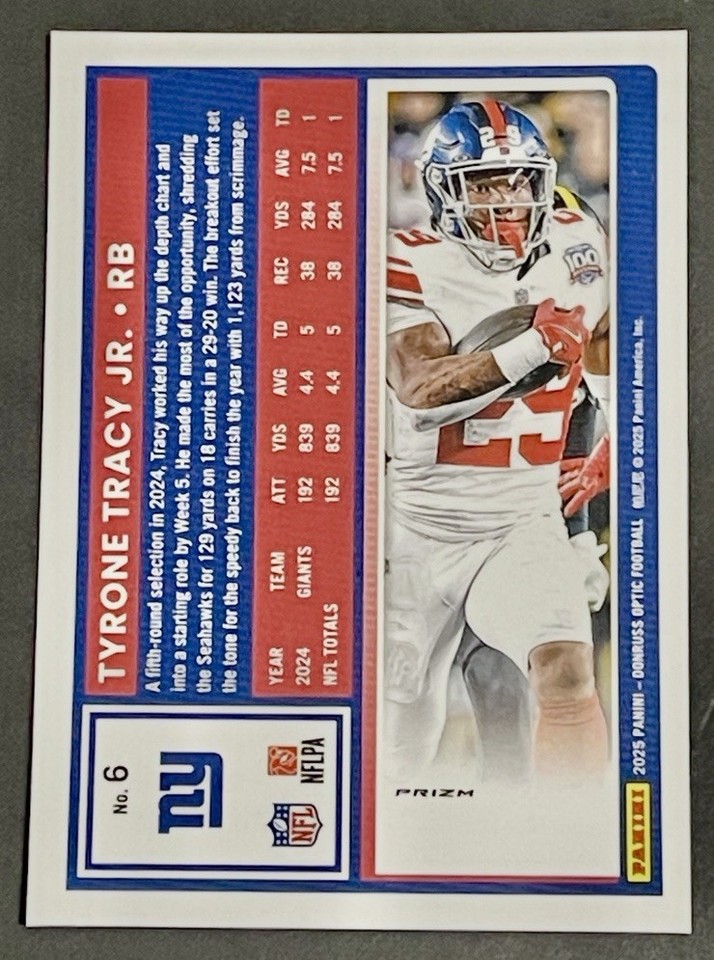 2025 Panini Donruss Optic Tyrone Tracy Jr Fire Emoji #6 Giants SSP | eBay