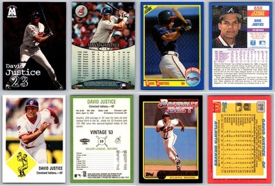 David Justice 4 Card Lot - Rookie RC Atlanta Braves HOF Cleveland ...