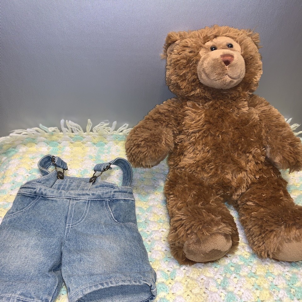 Build A Bear With Denim Overalls Rare Cute Fuzzy | eBay