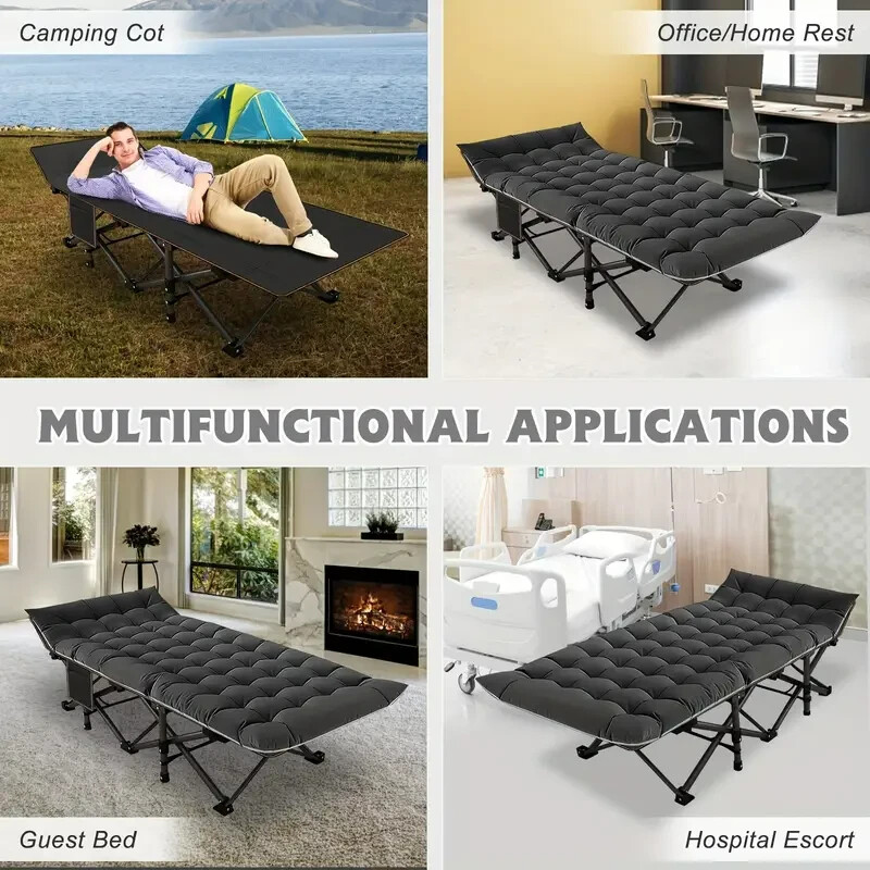 Adults Oversized / Standard Size Folding Sleeping Cot Bed Portable Cots ...